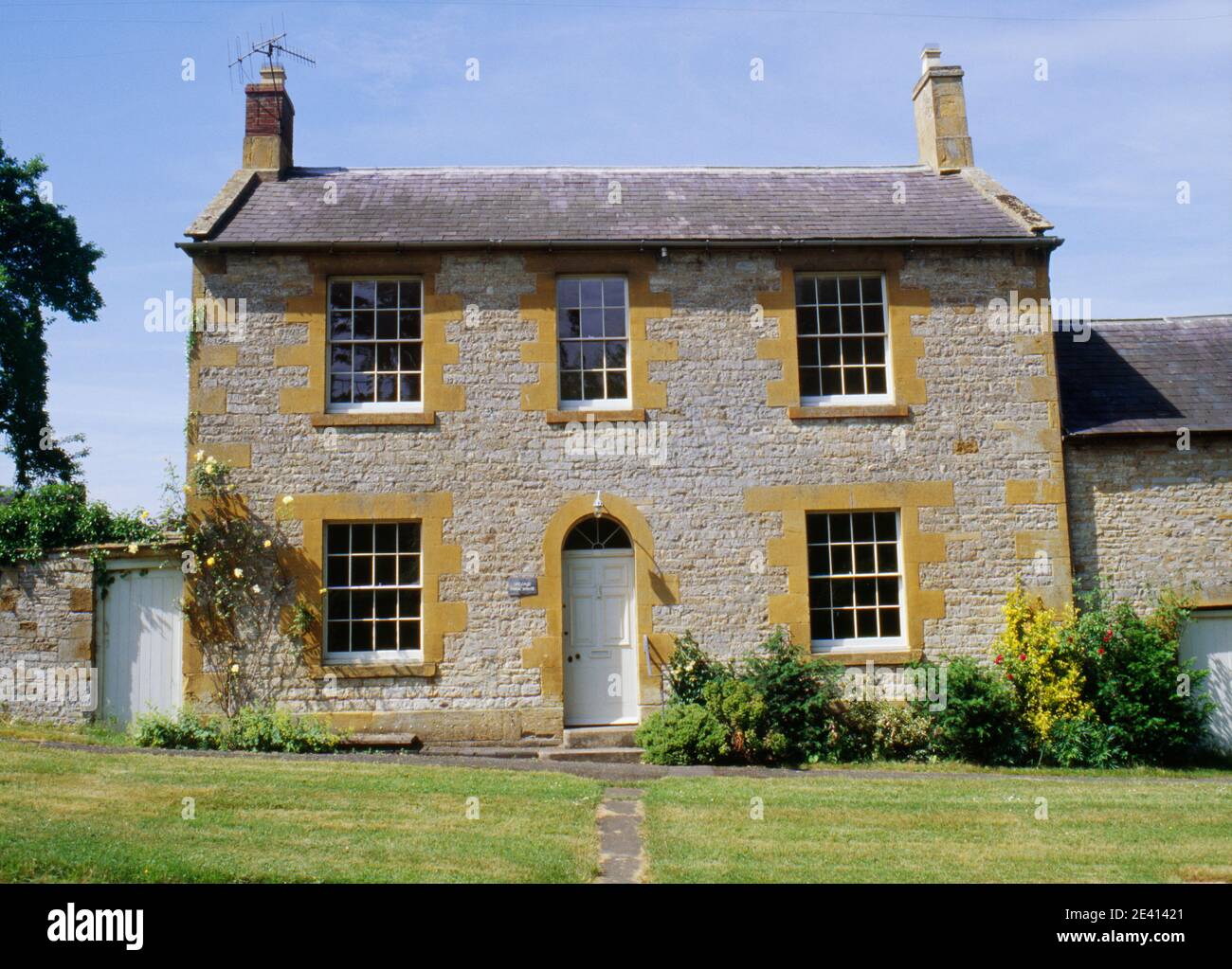 Late georgian farm house limestone with golden stone and windows ...