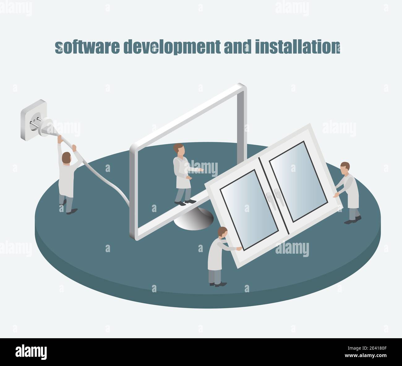 Computer technology isometric collection. Software development and ...