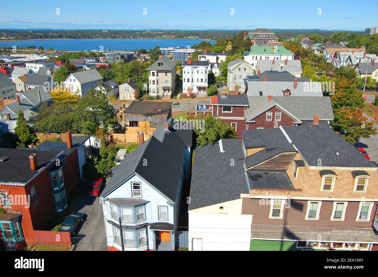 Portland City Skyline, from Portland Observatory on Munjoy Hill in ...