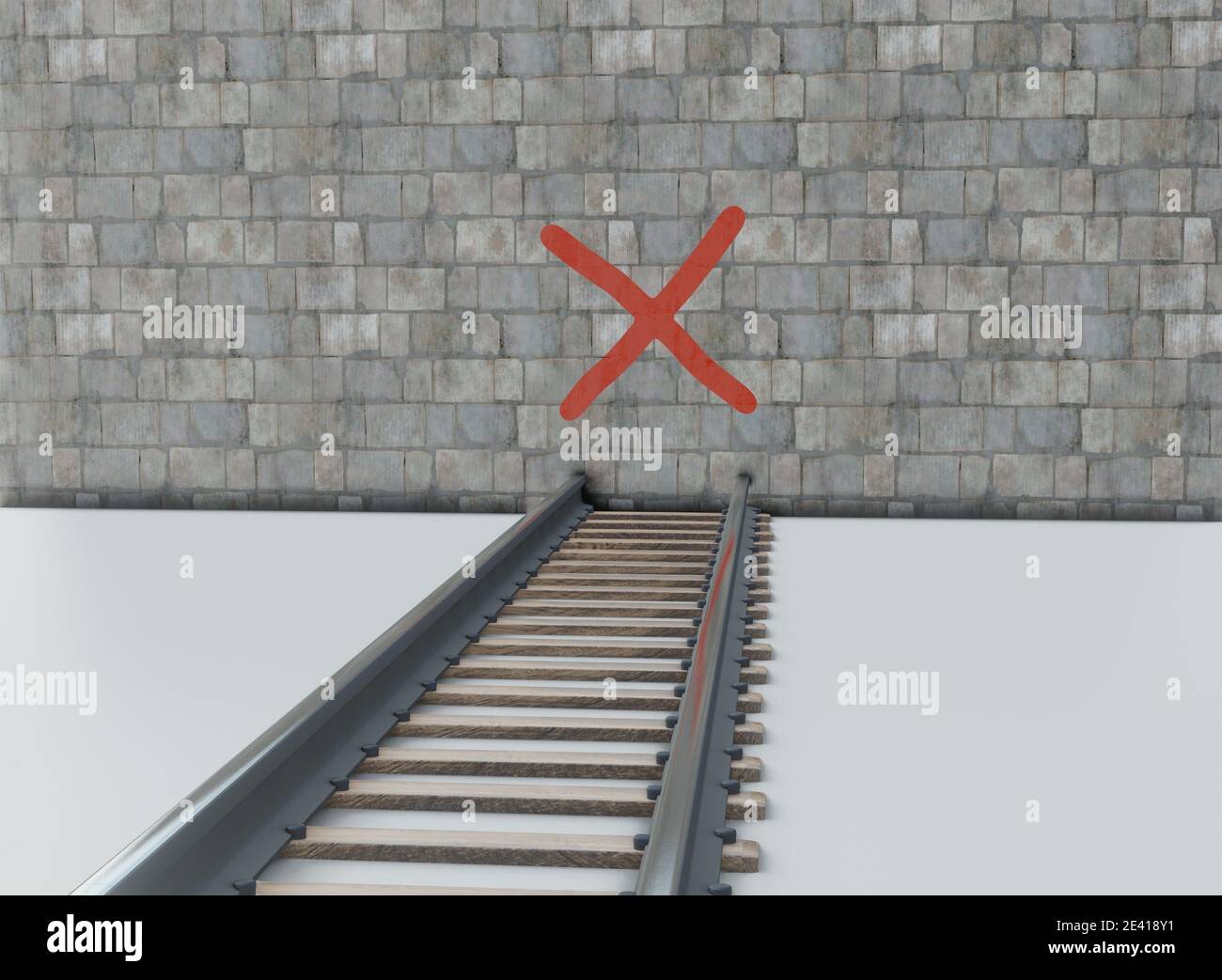 Wrong way to wall on rail symbol 3d render Stock Photo - Alamy