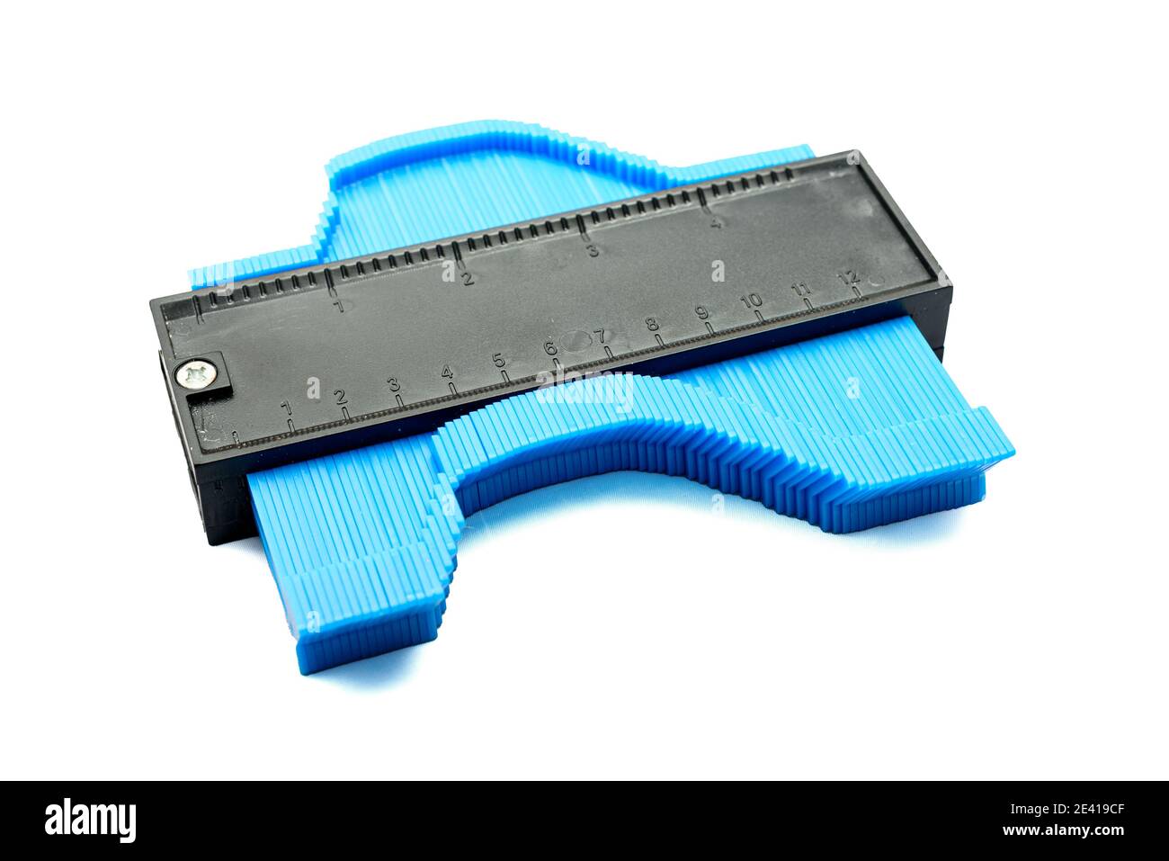 Contour gauge for copying profiles, construction tool, isolated on ...