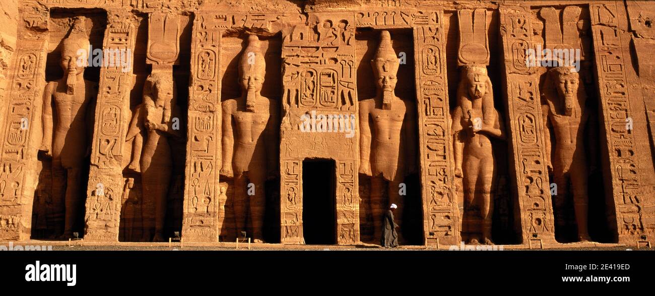 North Africa Egypt Abu Simbel temple complex statues Egyptian man in ...