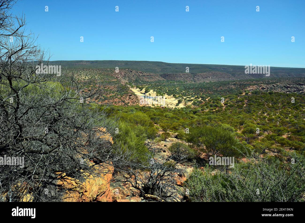 Australia, Kalbarri National Park, landscape with billabong of ...