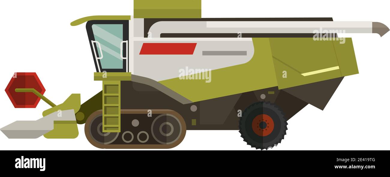 Maize combine harvester farm machine icon, flat vector isolated ...