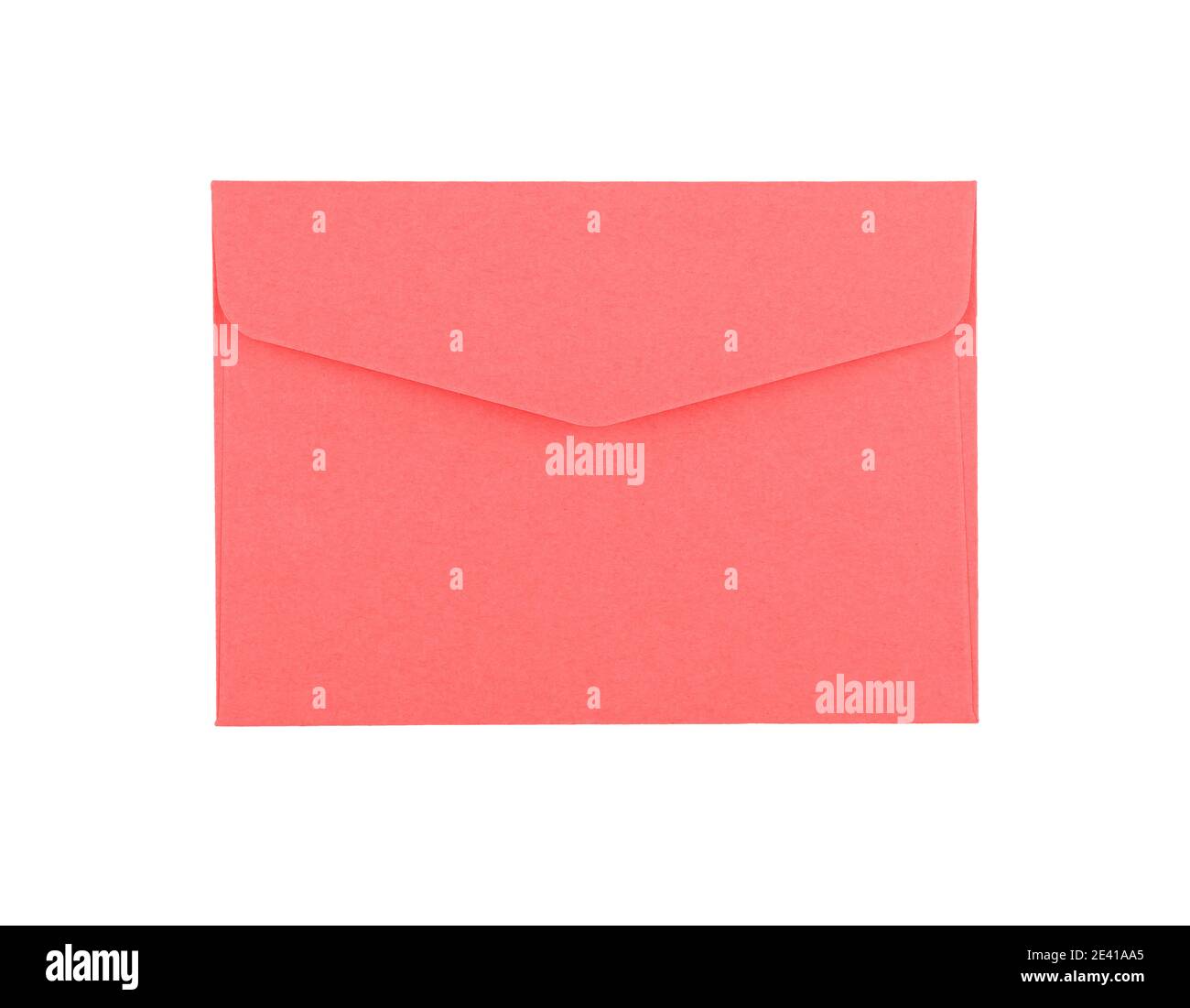 Closed blank pastel pink paper envelope isolated on white background ...