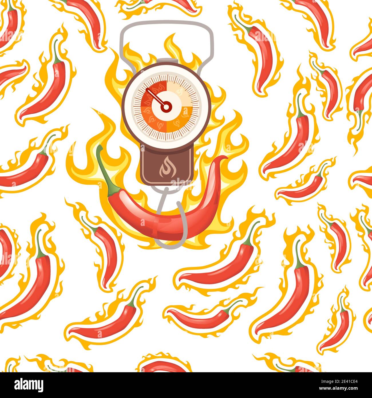 Seamless pattern hand spring scale classic scale spice level scoville ...