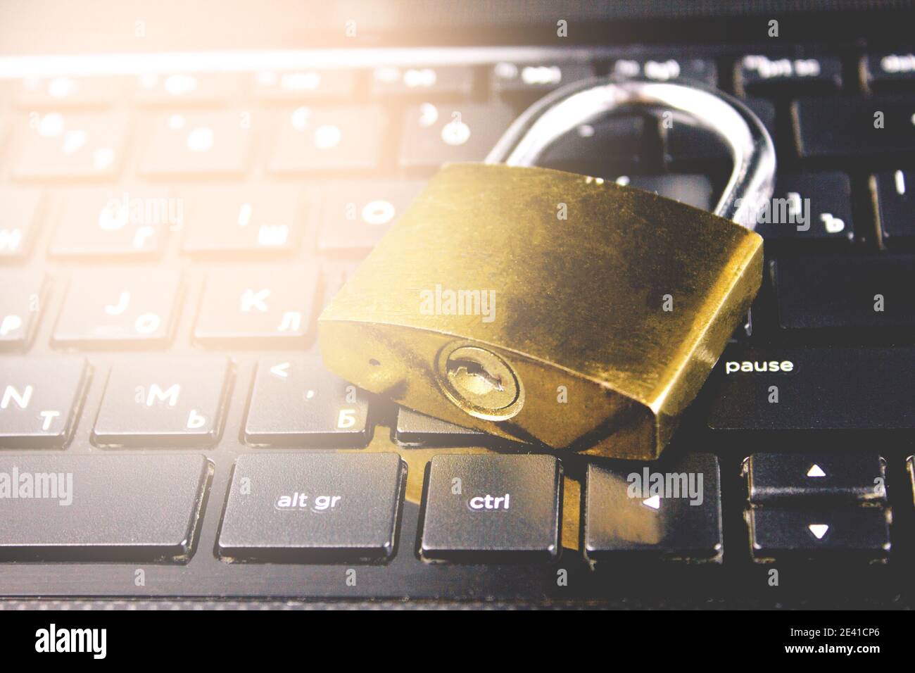 Lock on laptop as computer protection and cyber safety Stock Photo - Alamy