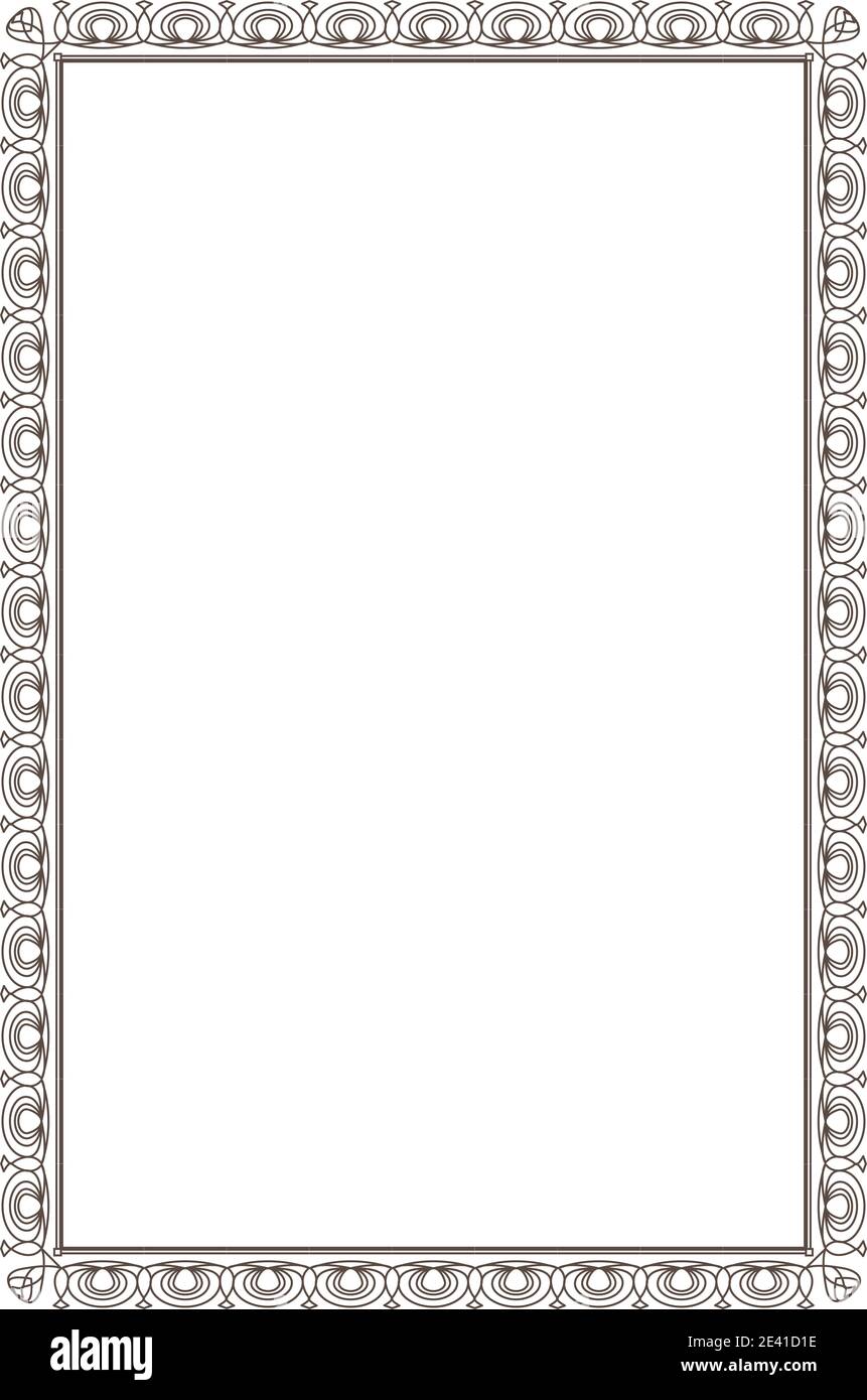 Vertical white frame with decorated design borders Stock Photo - Alamy