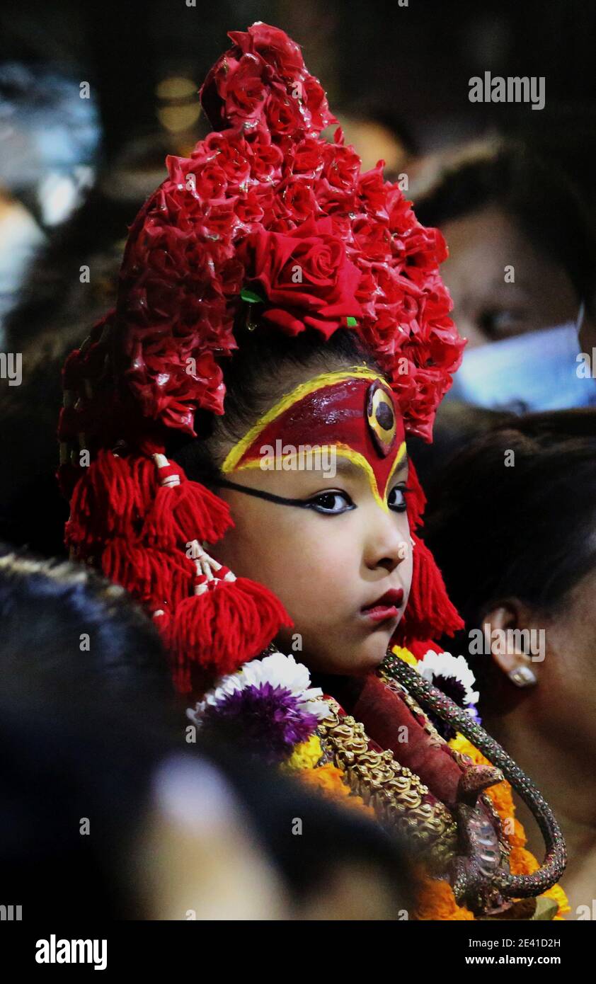 January 21, 2021: Nepal's Living Goddess Kumari participates in the ...