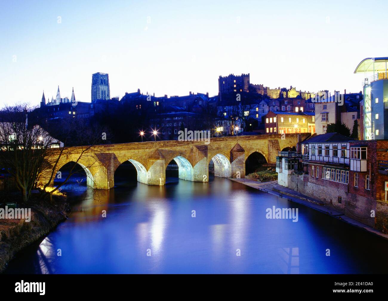 Durham Castle and Cathedral and Elvet Bridge, Durham, England Stock ...