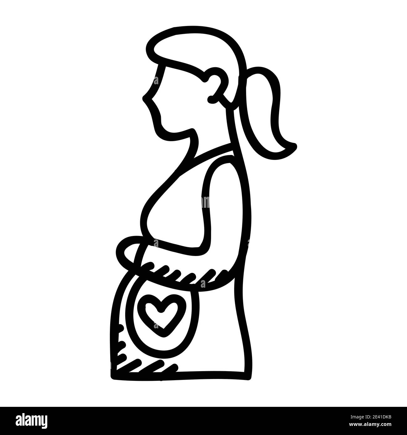 Mothers Day Pregnant Hand Drawn Icon. Vector Design Illustration Sign ...