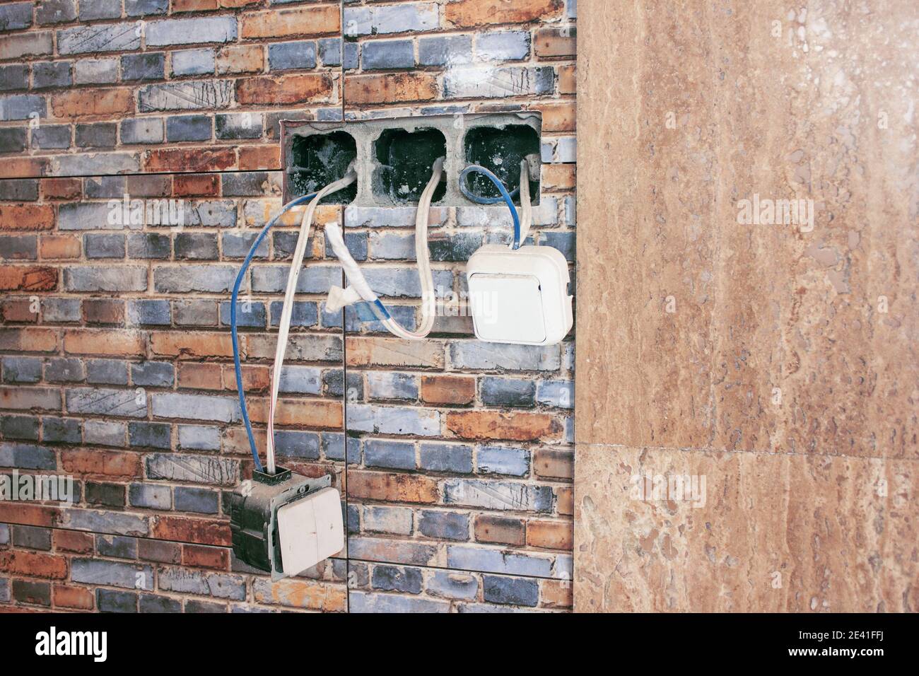 electrical wiring in the apartment Stock Photo - Alamy