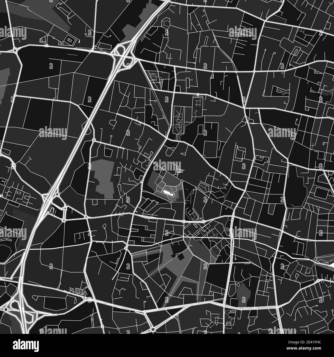 Dark vector art map of Merignac, Gironde, France with fine grays for ...