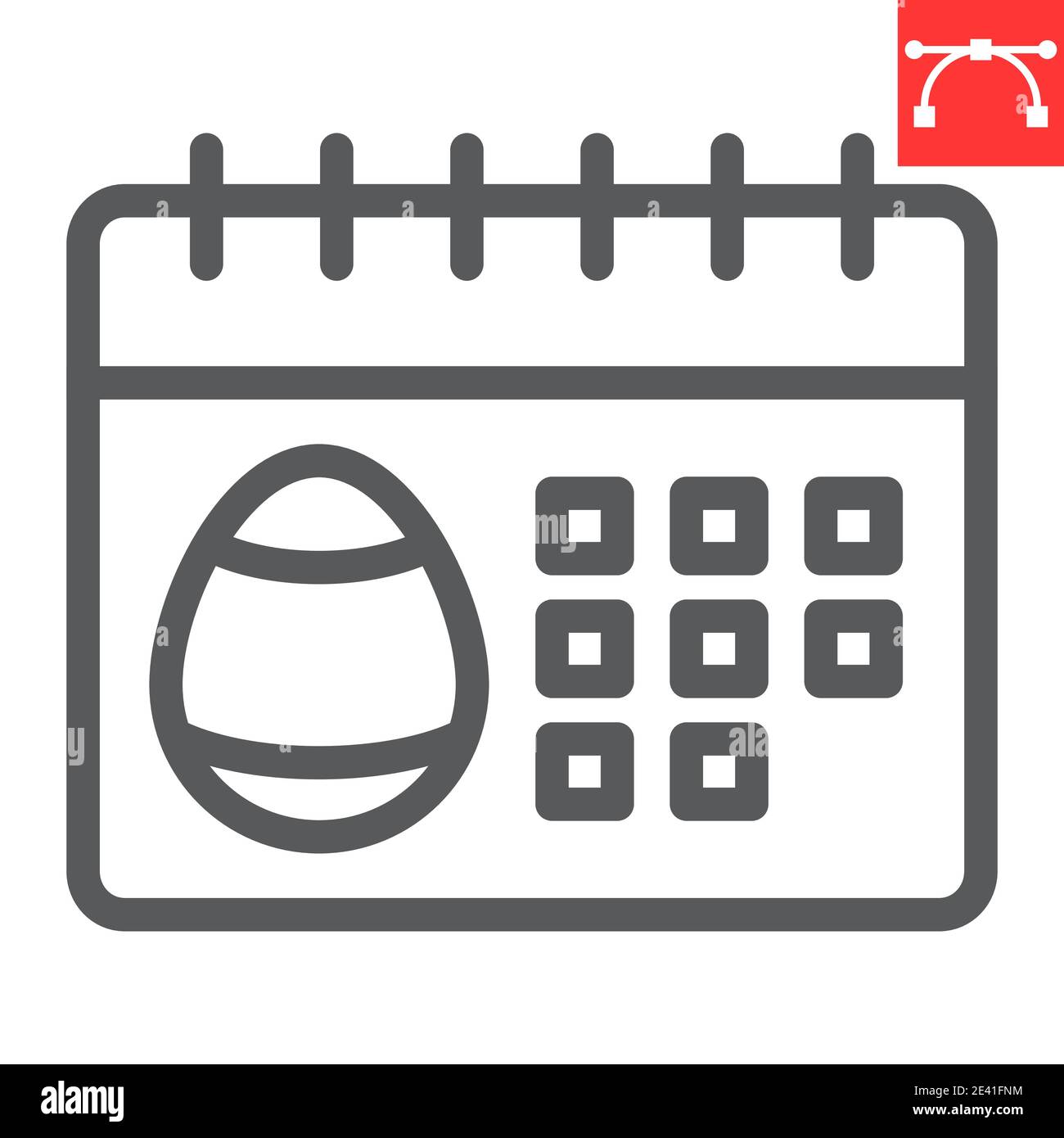 Easter calendar line icon, Happy Easter and holiday, calendar vector ...
