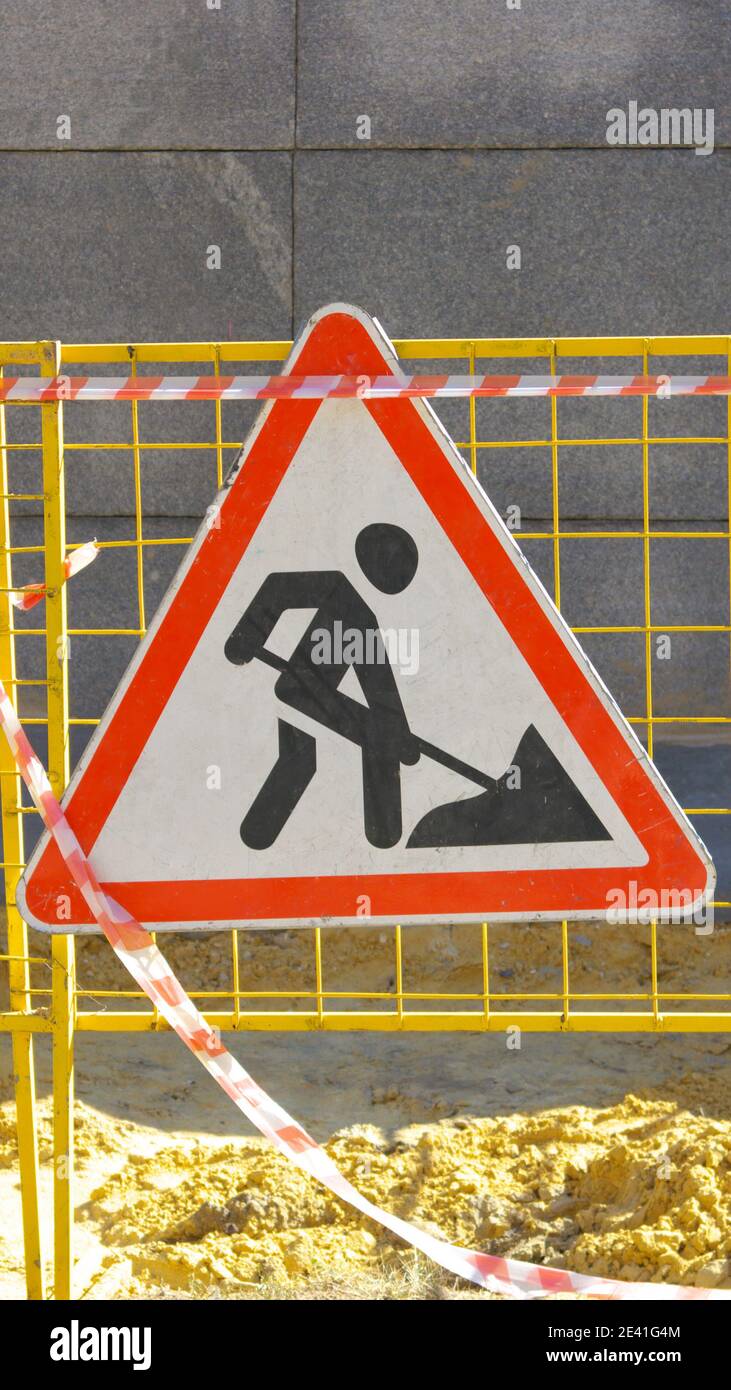 road works sign Stock Photo - Alamy