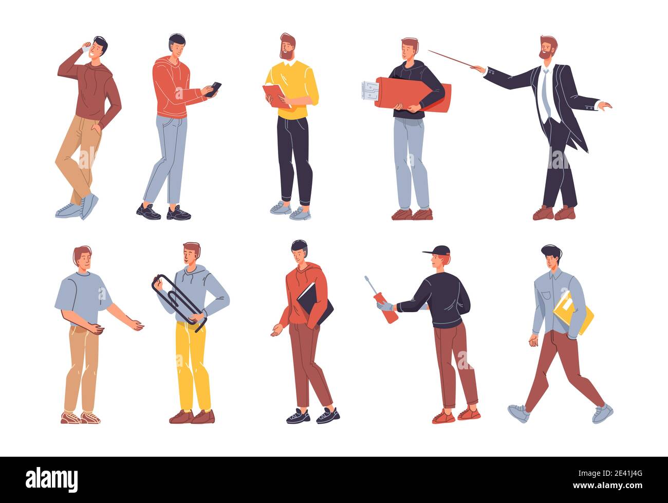 Flat cartoon characters set vector illustration concept Stock Vector ...