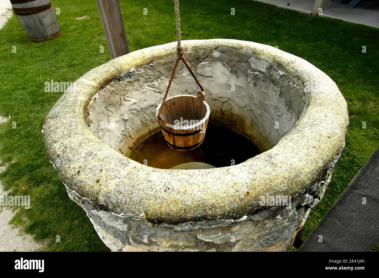 Old historic water well used in early American farm life for obtaining ...