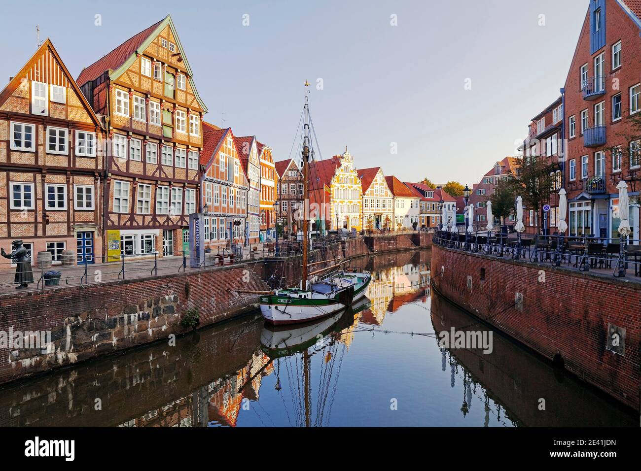 Old town of Stade, historic merchant and warehouse houses at the ...
