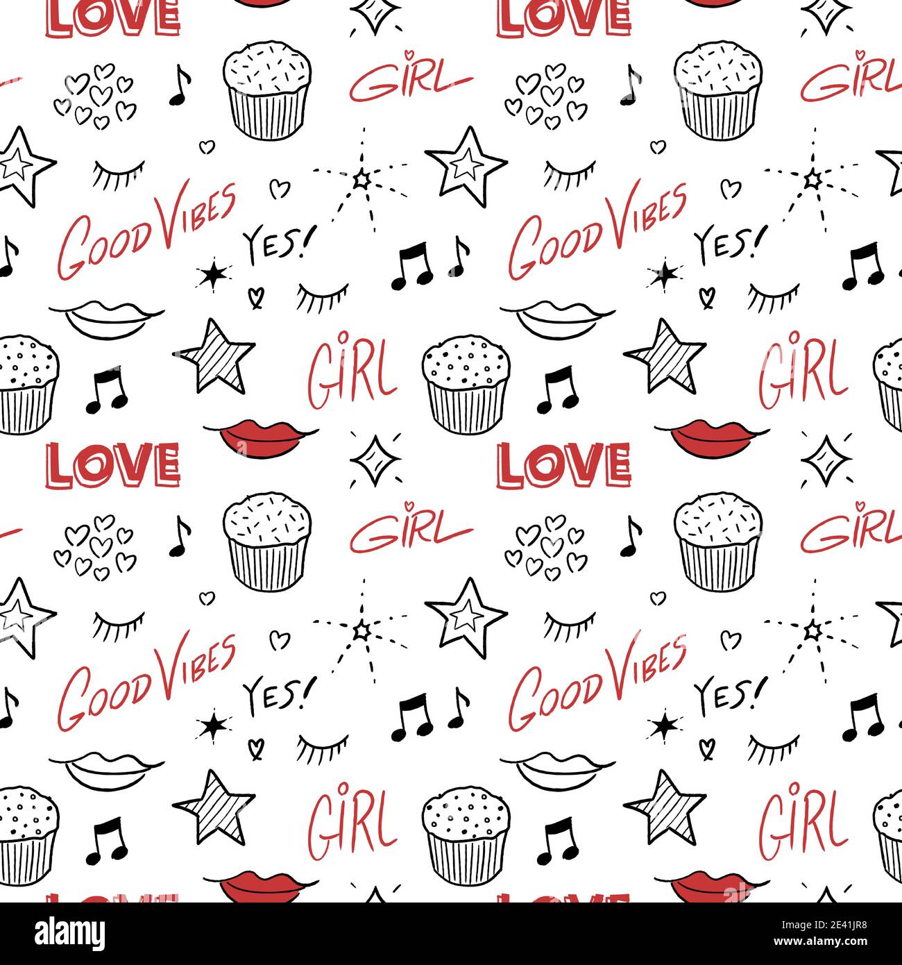 Vector fashion pattern. Feminine seamless texture design. Girl power ...