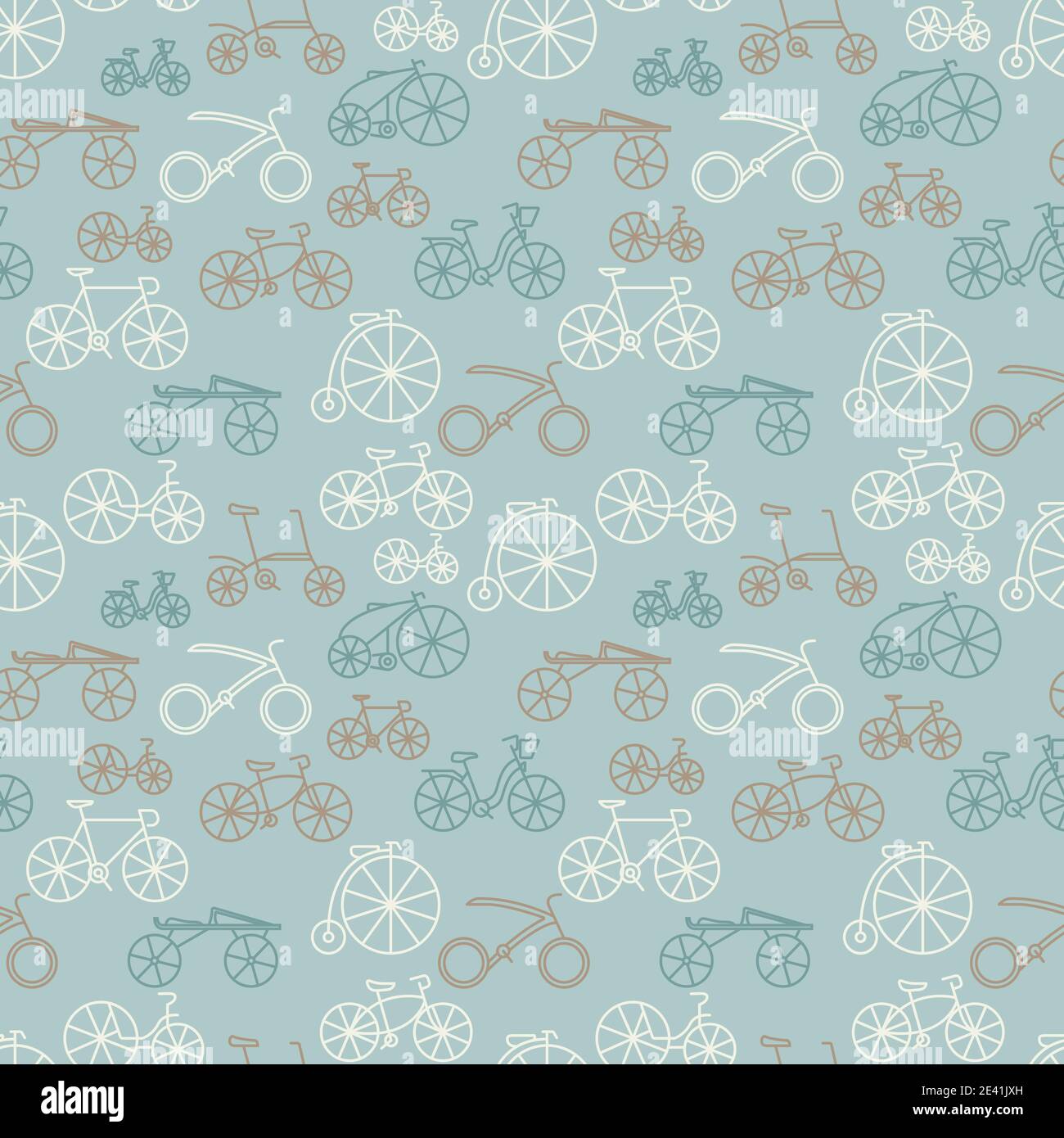 Bicycle seamless pattern. Evolution. Flat colour design vector icon set ...