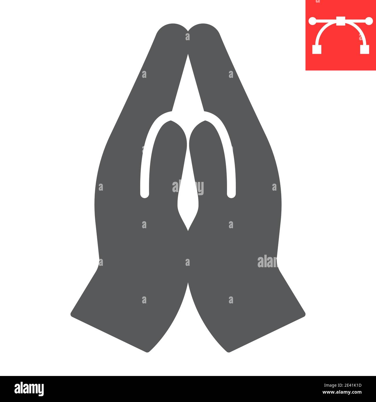 Praying hands glyph icon, religion and namaste, hands folded in prayer ...