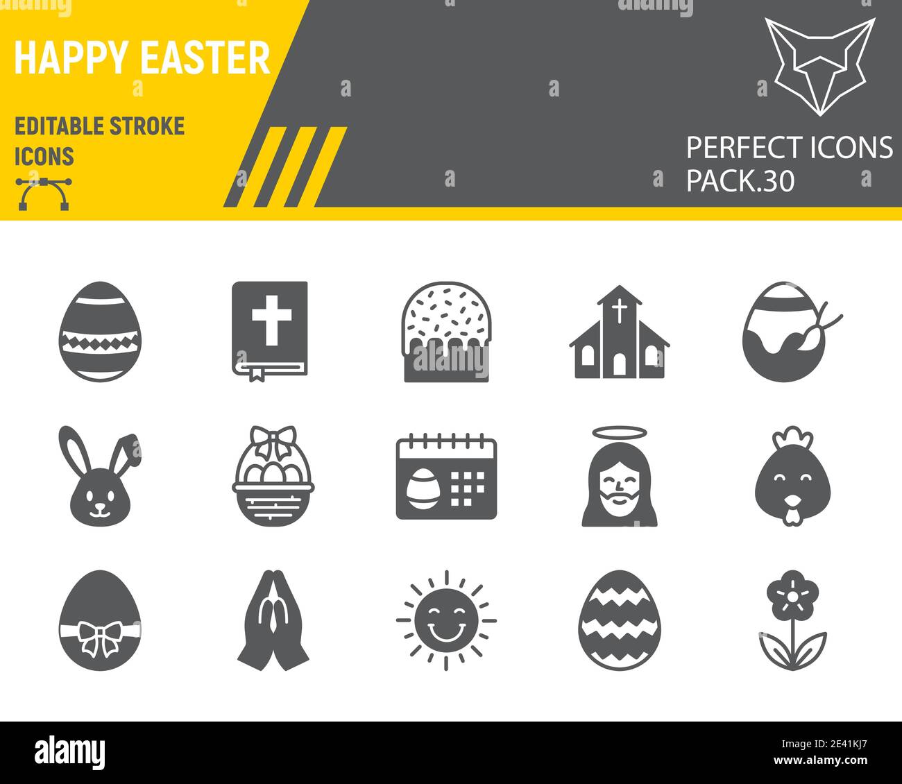 Happy Easter glyph icon set, holiday collection, vector graphics, logo ...
