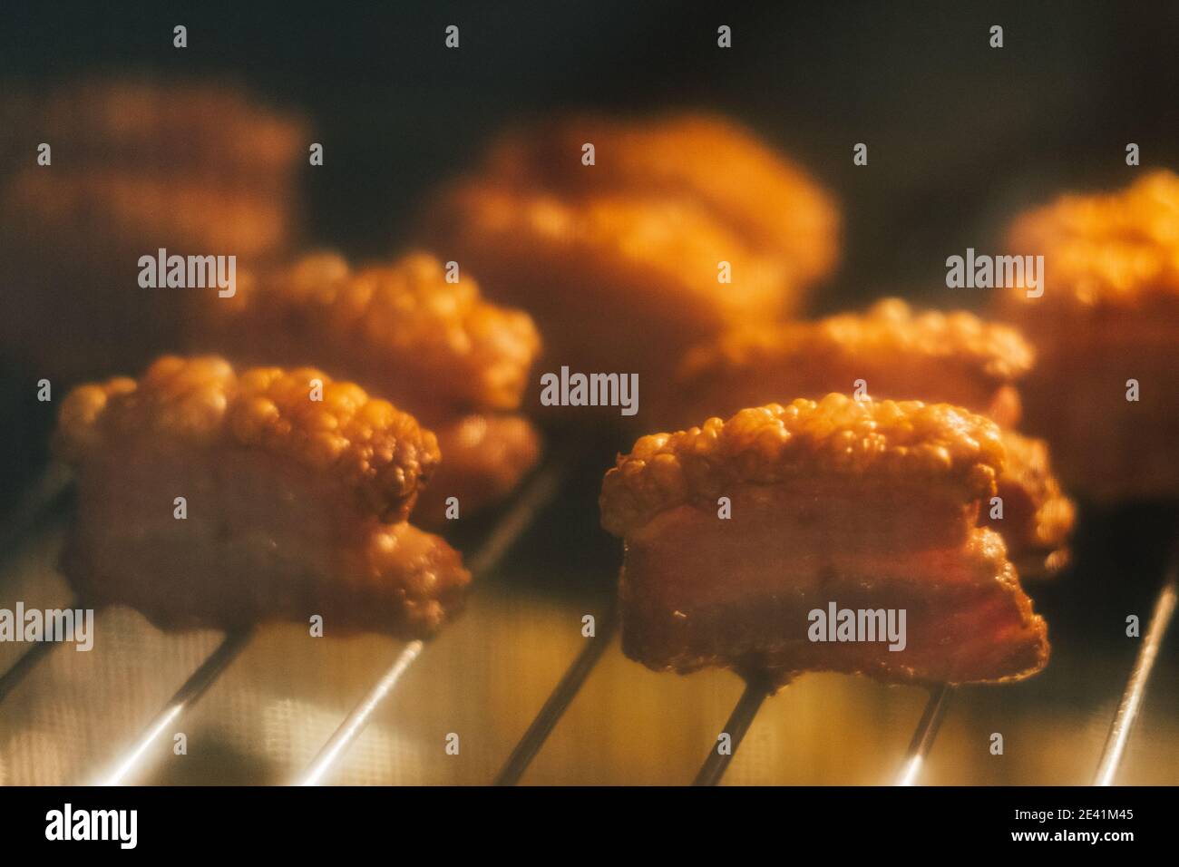 Spanish traditional snack Torreznos made of chopped fried bacon in the ...