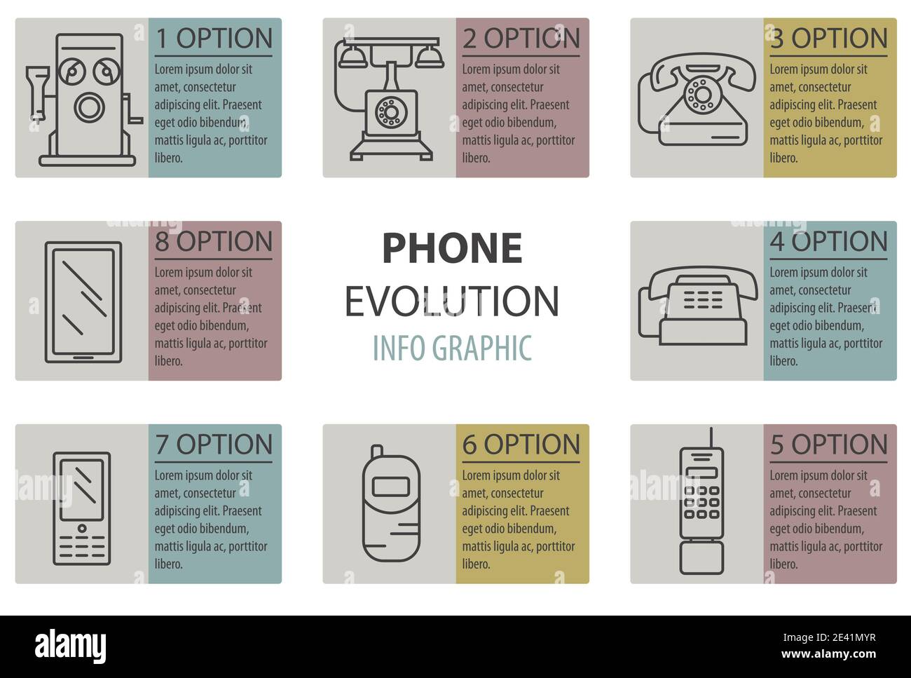 Phone history. Evolution. Thin line design vector infographic ...