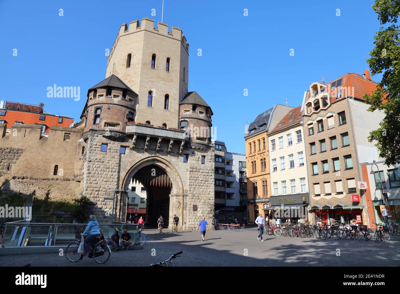 COLOGNE, GERMANY - SEPTEMBER 21, 2020: People visit Chlodwigplatz town ...