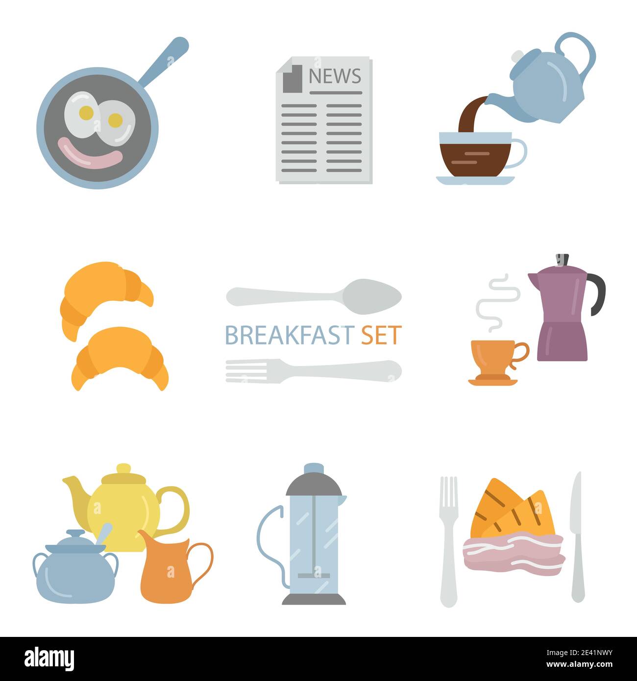 Fried bacon icon flat Stock Vector Images - Alamy