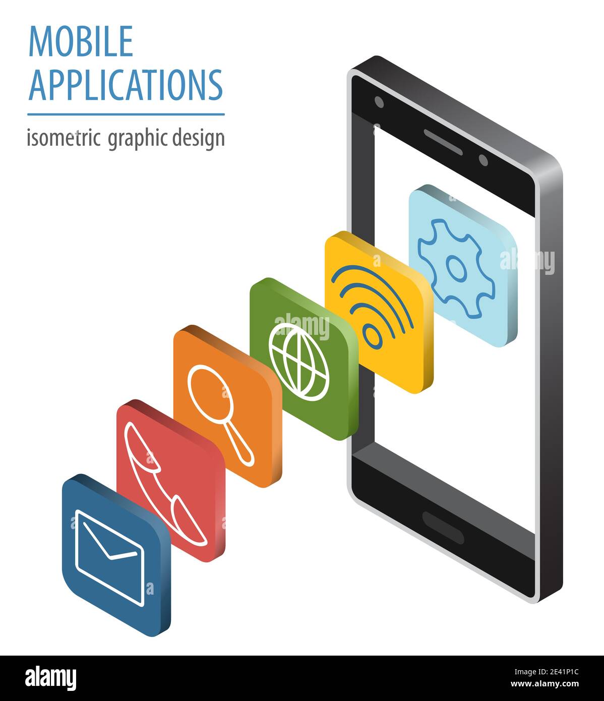 Mobile applications technology isometric collection. Software ...