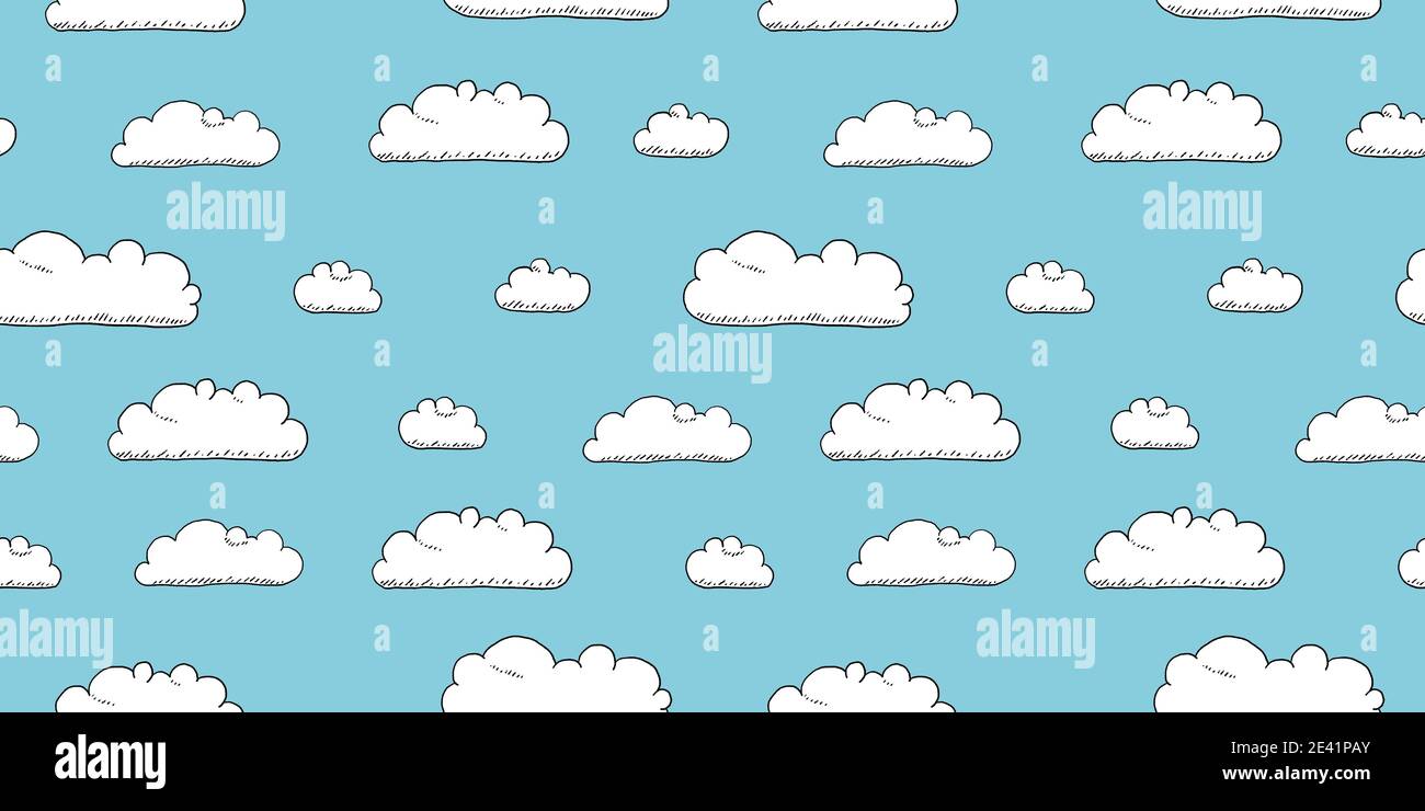 Cartoon seamless vector clouds texture. Seamless fluffy clouds textile ...