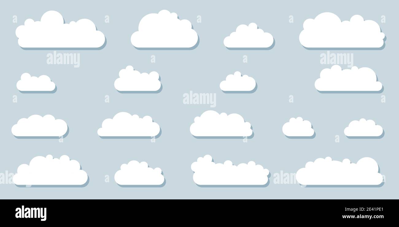 Paper clouds set. Simple cartoon vector illustration collection Stock ...
