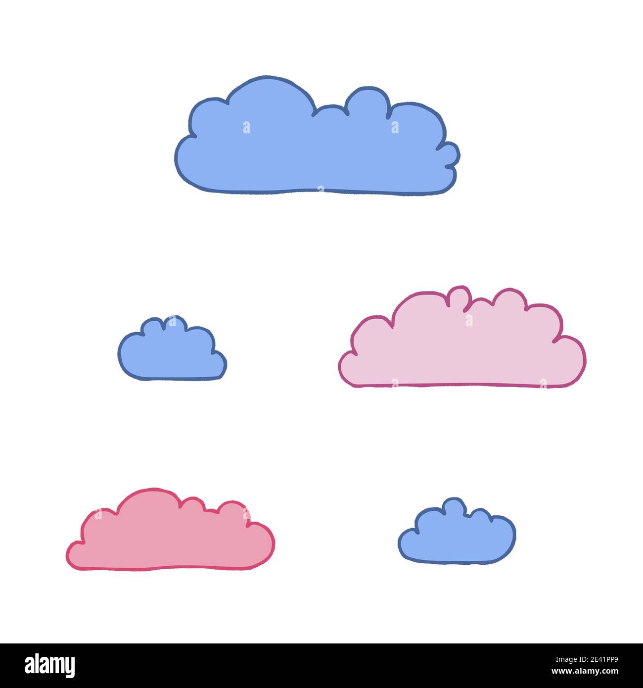 Hand drawn clouds vector set. Simple cartoon style clouds Stock Vector ...