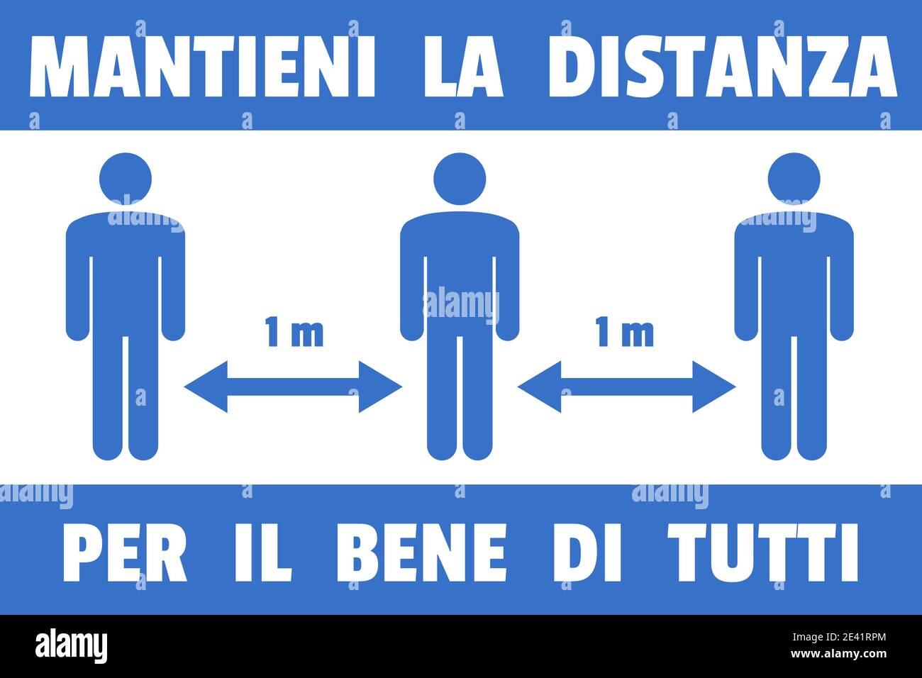 Italian language social distancing sign vector. Mantieni la distanza ...