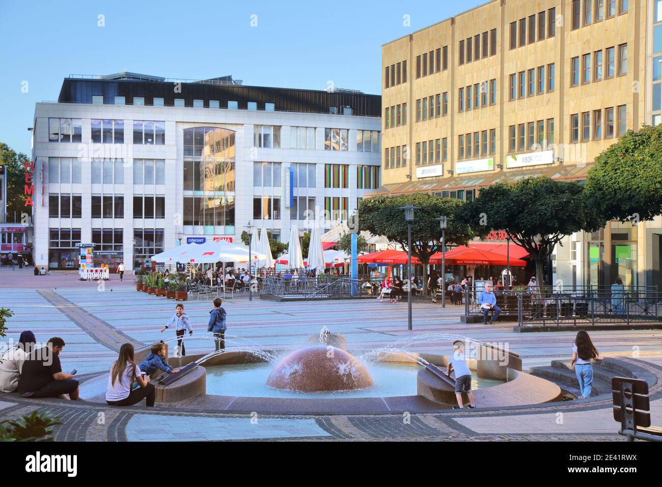 ESSEN, GERMANY - SEPTEMBER 20, 2020: People visit Kennedyplatz city ...