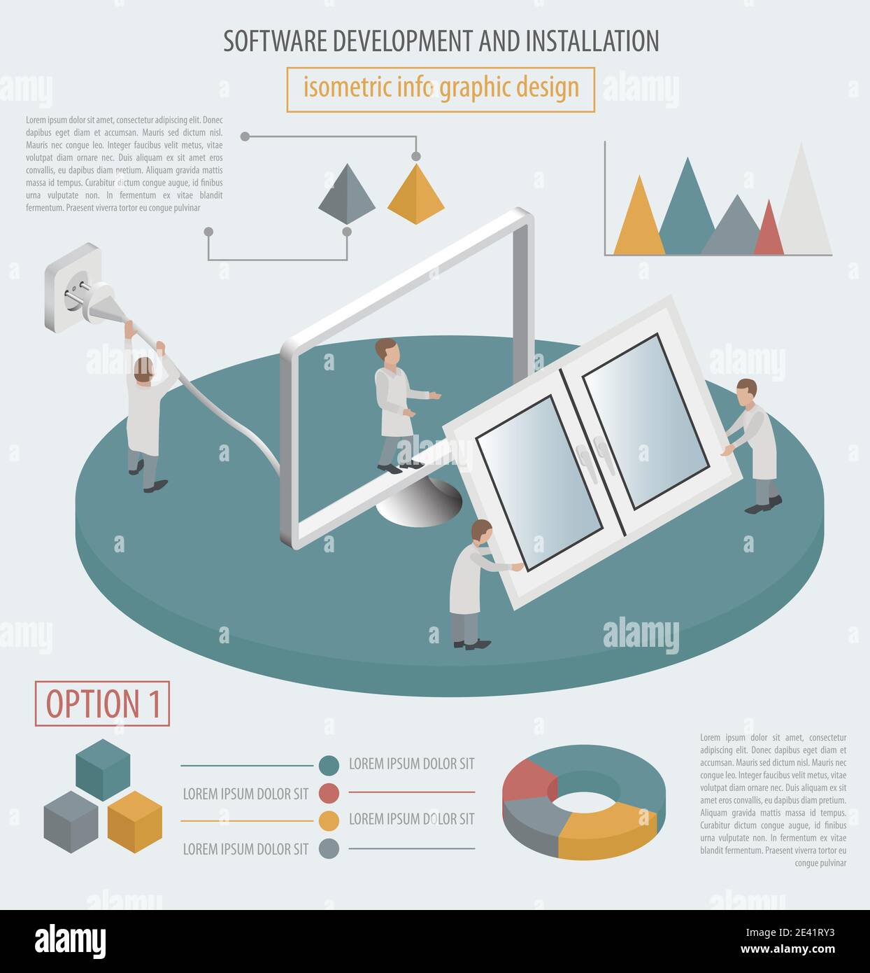 Computer technology isometric collection. Software development and ...