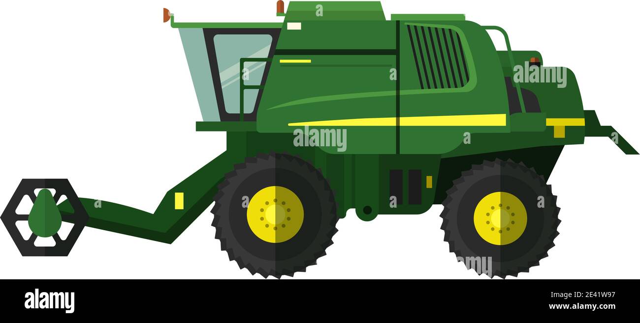 Wheat combine harvester farm machine icon, flat vector isolated ...
