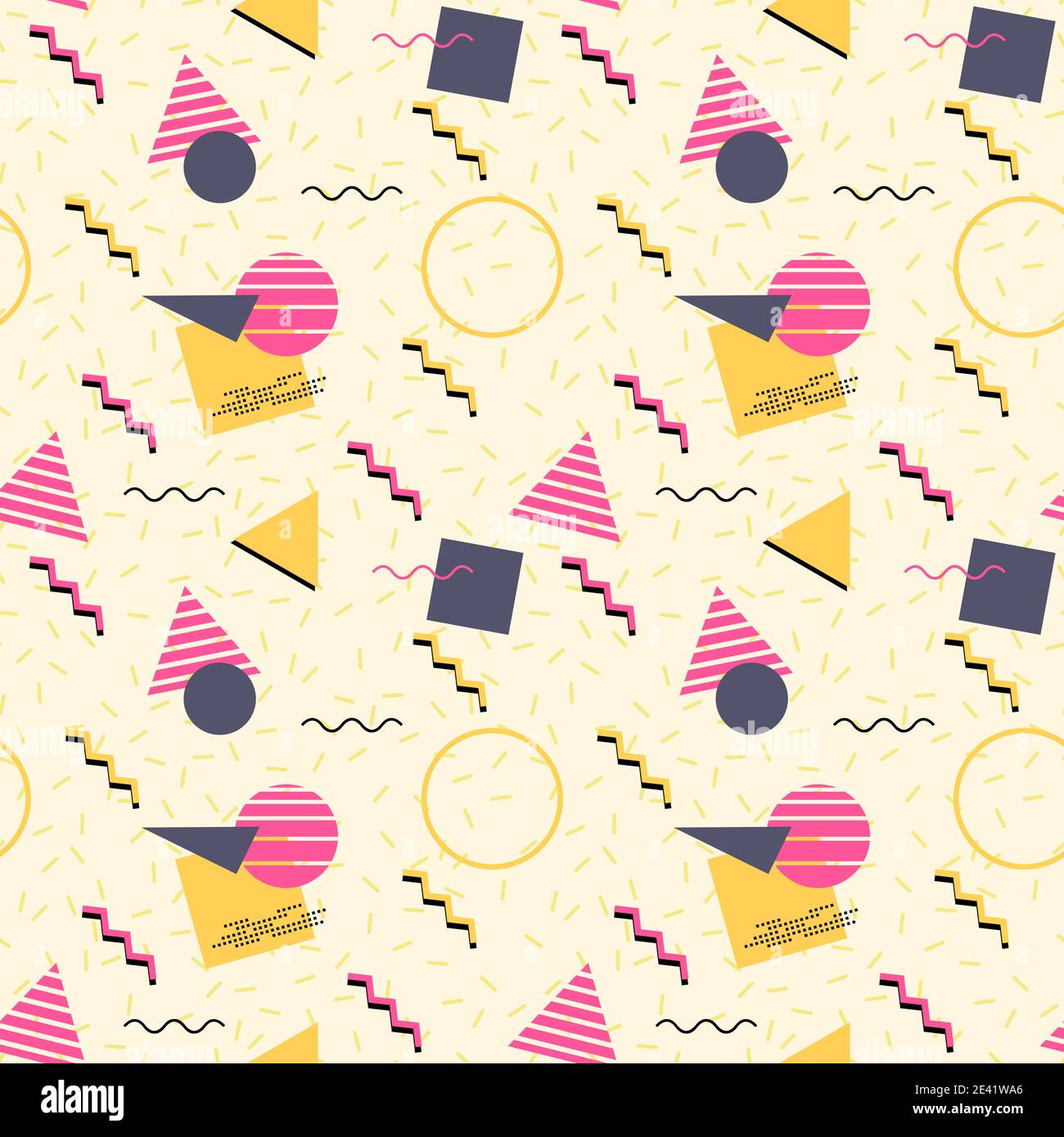 Fashion design - nineties retro style pattern. 80s-90s style geometric ...