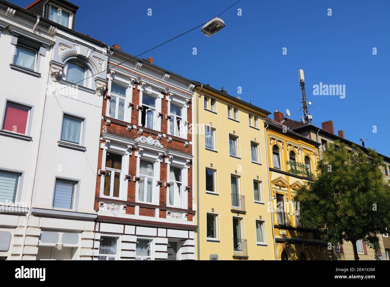 Krefeld city in Germany. Street view with old residential architecture ...