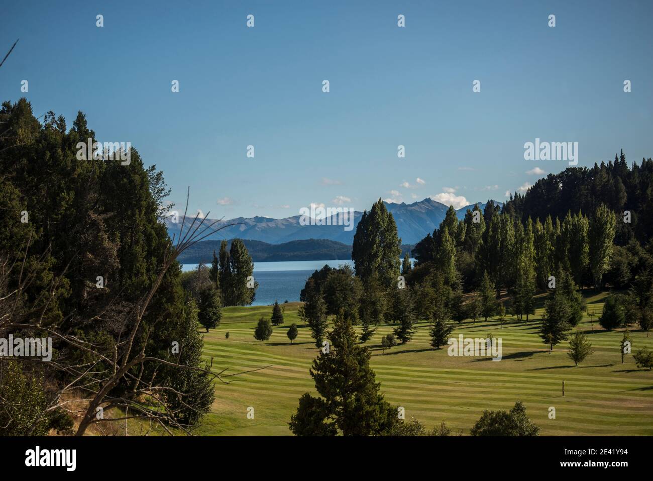view of the landscape of Bariloche, Argentina, on the Nahuel Huapi lake ...