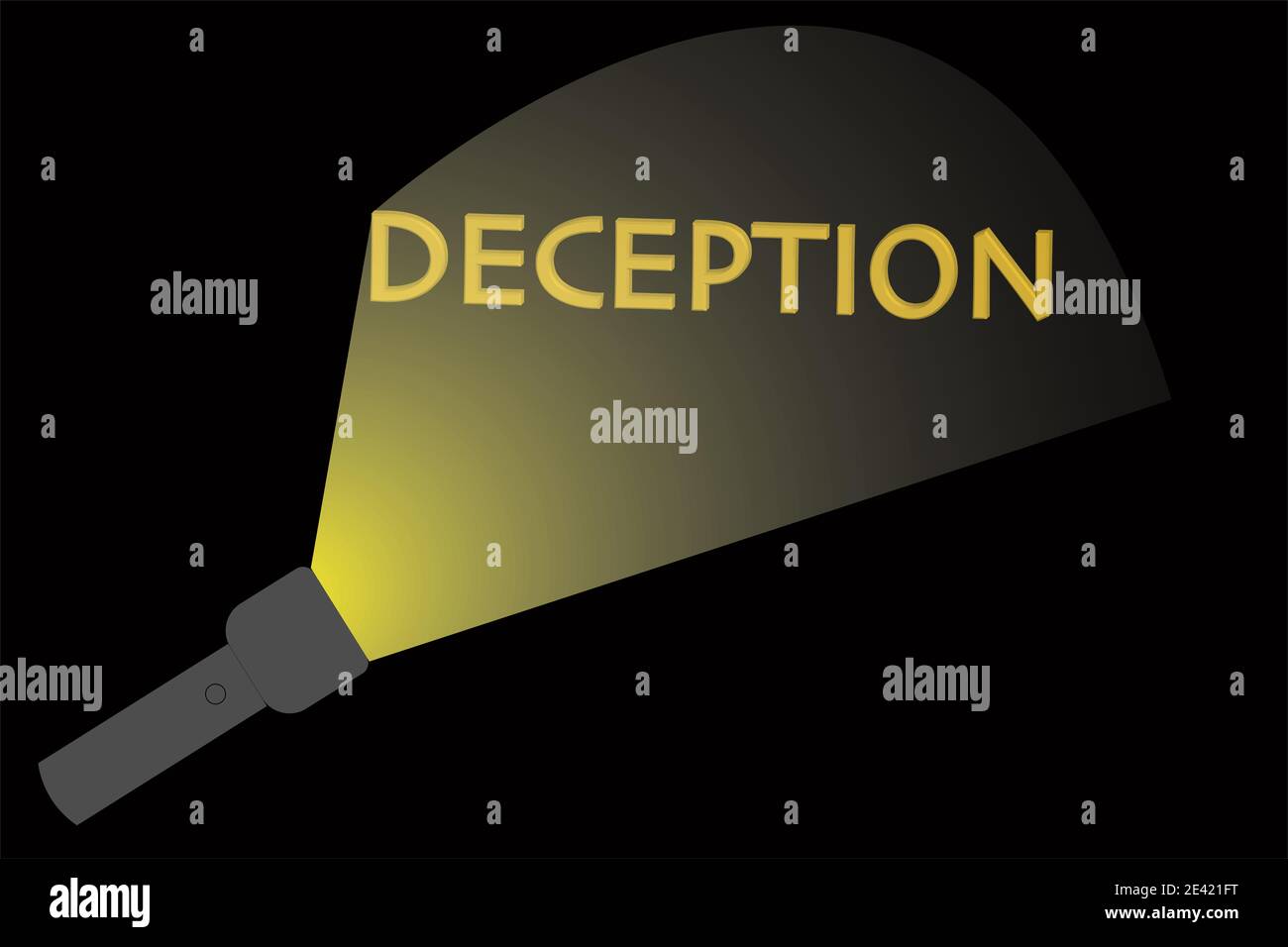 Flashlight shines light on deception illustration graphic concept Stock ...