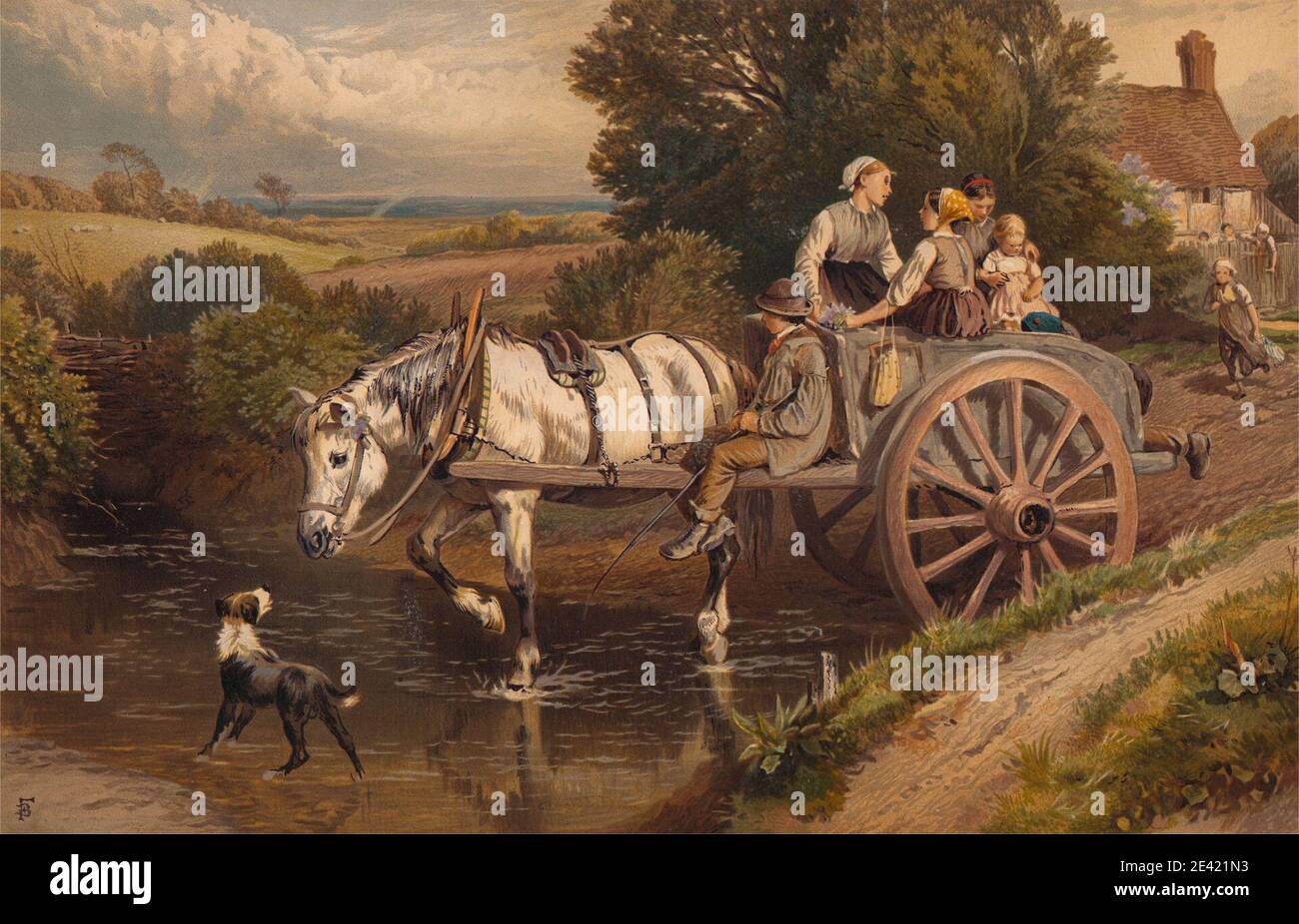 George Rowney, 1792â€“1870, British, Crossing the Brook Stock Photo - Alamy