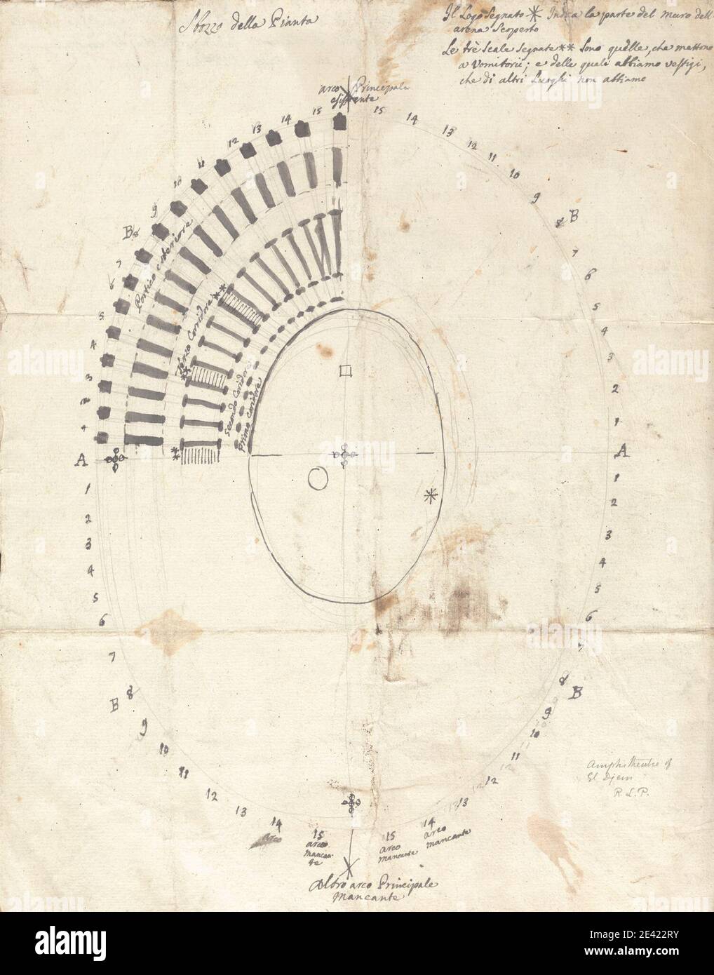 James Bruce, 1730â€“1794, British, Plan of the Amphitheatre at El Djem ...