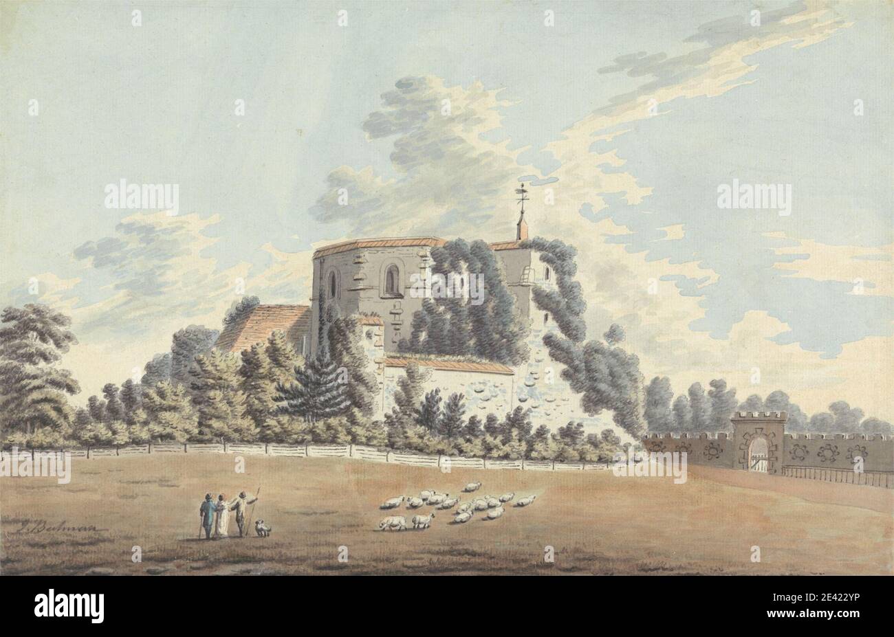 Job Bulman, active 1767, Chilham Castle, Kent, undated. Watercolor on ...