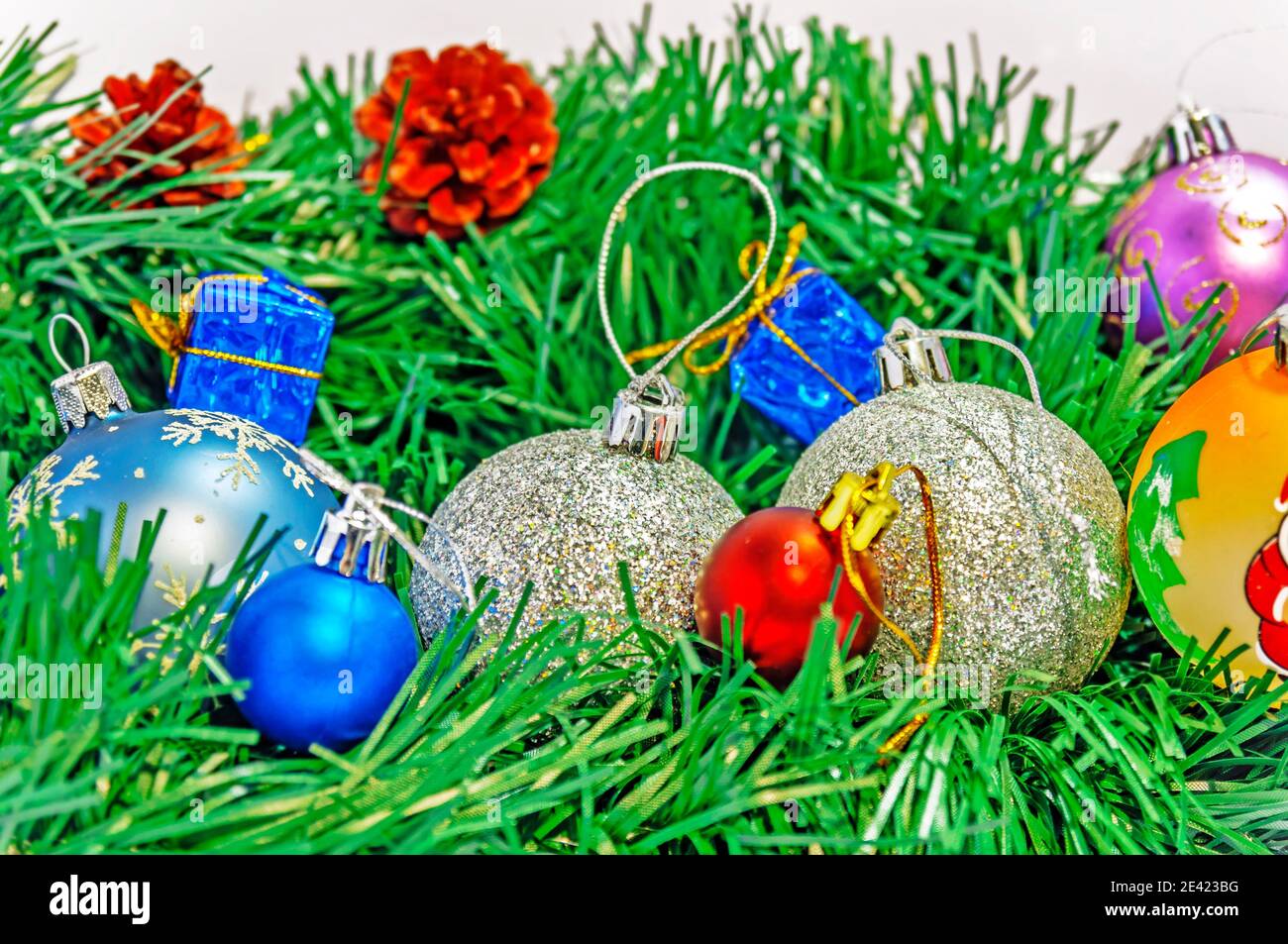 Merry Christmas and happy new year greeting postcard decoration Stock ...