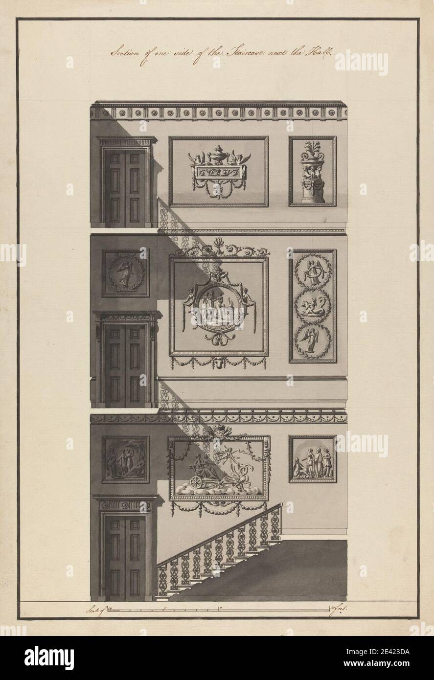 Robert Adam, 1728â€“1792, British, Headfort House, Ireland: Section of ...