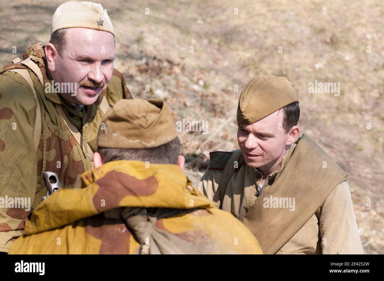KALININGRAD, RUSSIA - April 08, 2018: Unidentified man in the Soviet ...