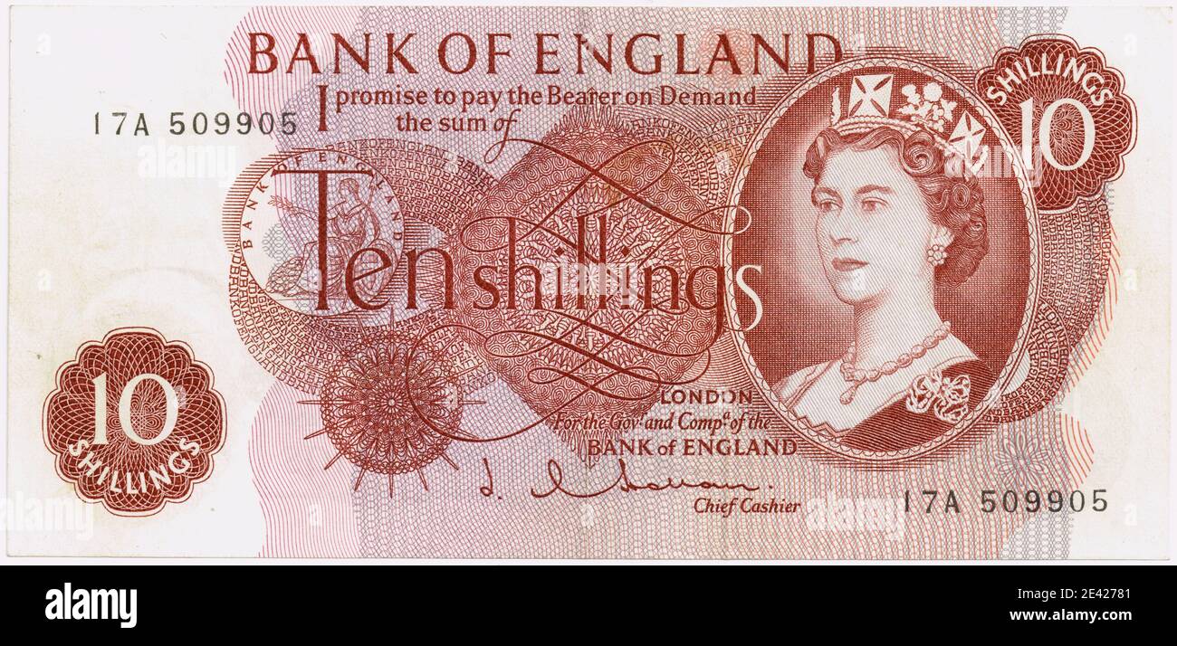 Ten Shillings banknote, Bank of England, England, 1987 Stock Photo - Alamy