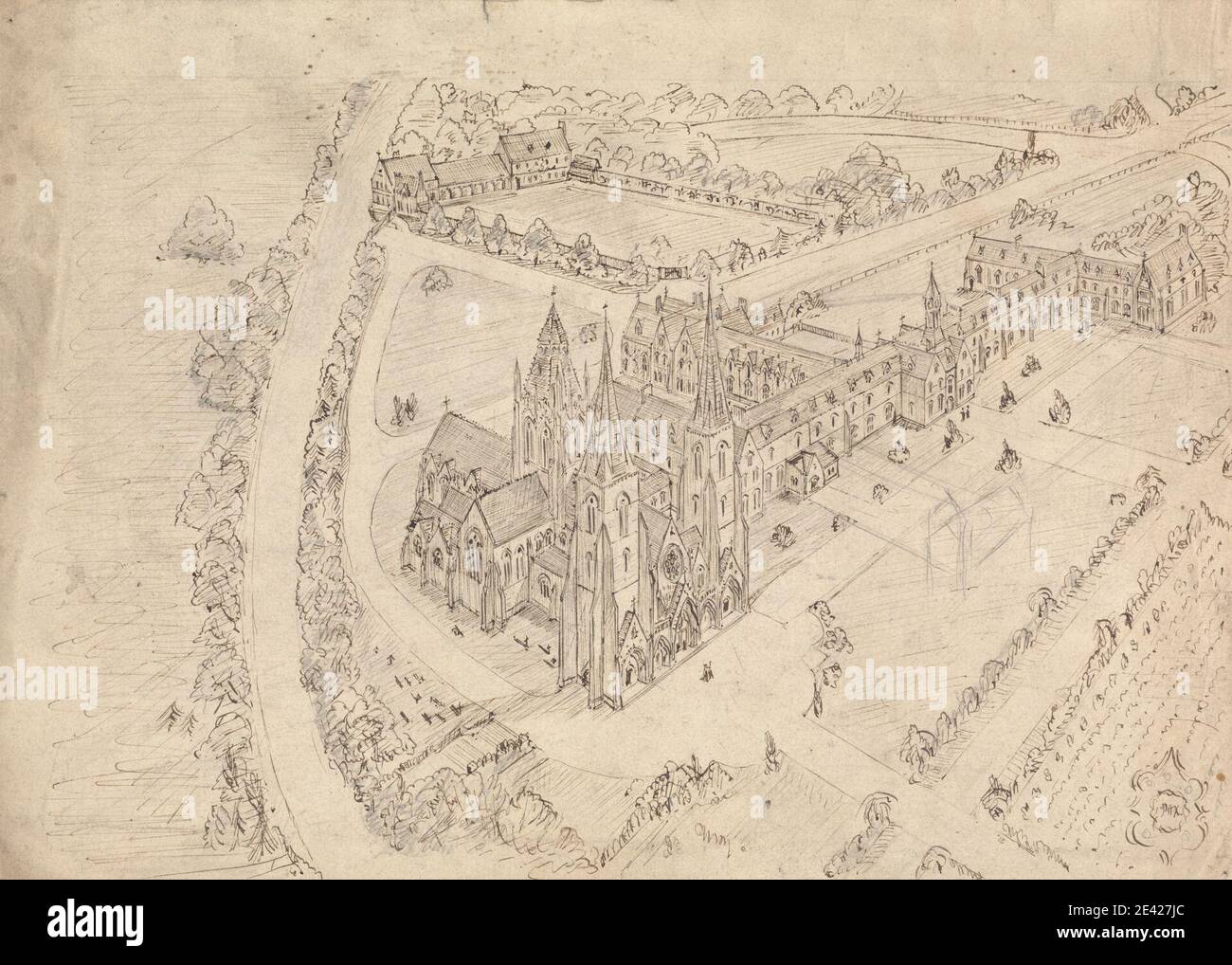Sketch gothic church monastery hi-res stock photography and images - Alamy